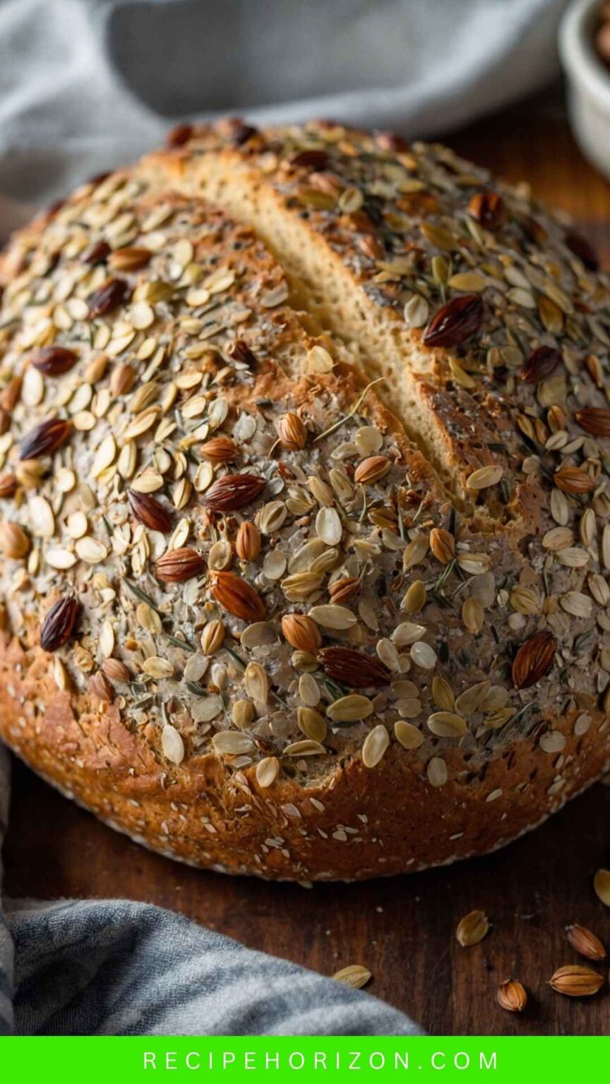 No Knead Three Seed Bread - Recipe Horizon