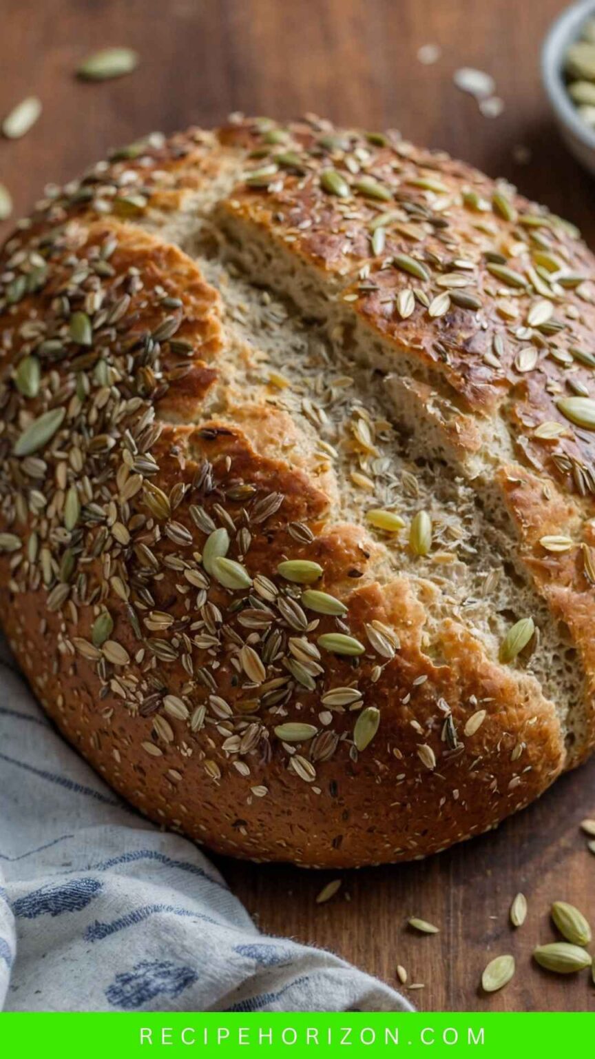 No Knead Three Seed Bread - Recipe Horizon